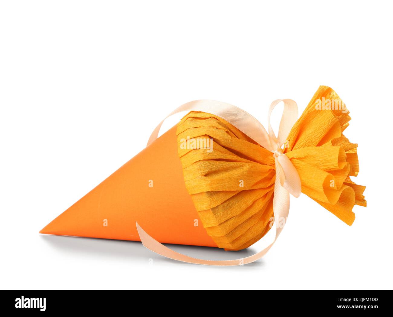 Orange school cone on white background Stock Photo - Alamy