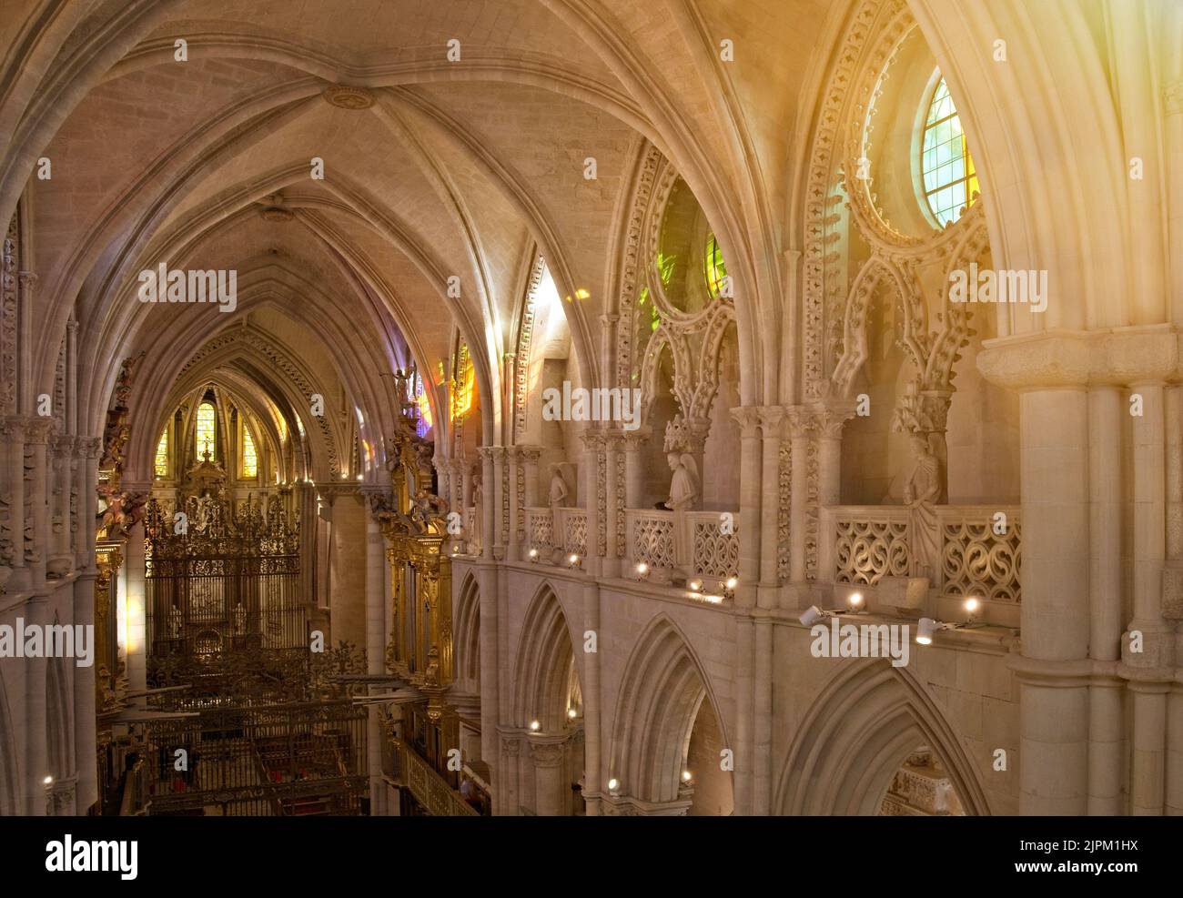 light Reflection through stained glass windows inside the cathedral in ...