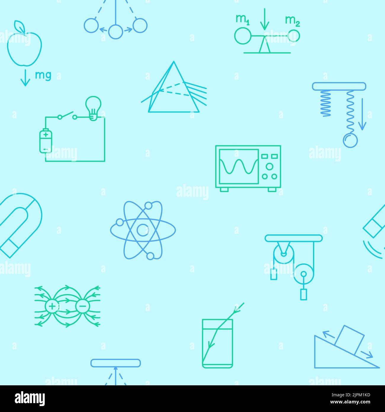 Physics seamless pattern in line style. Vector illustration Stock ...