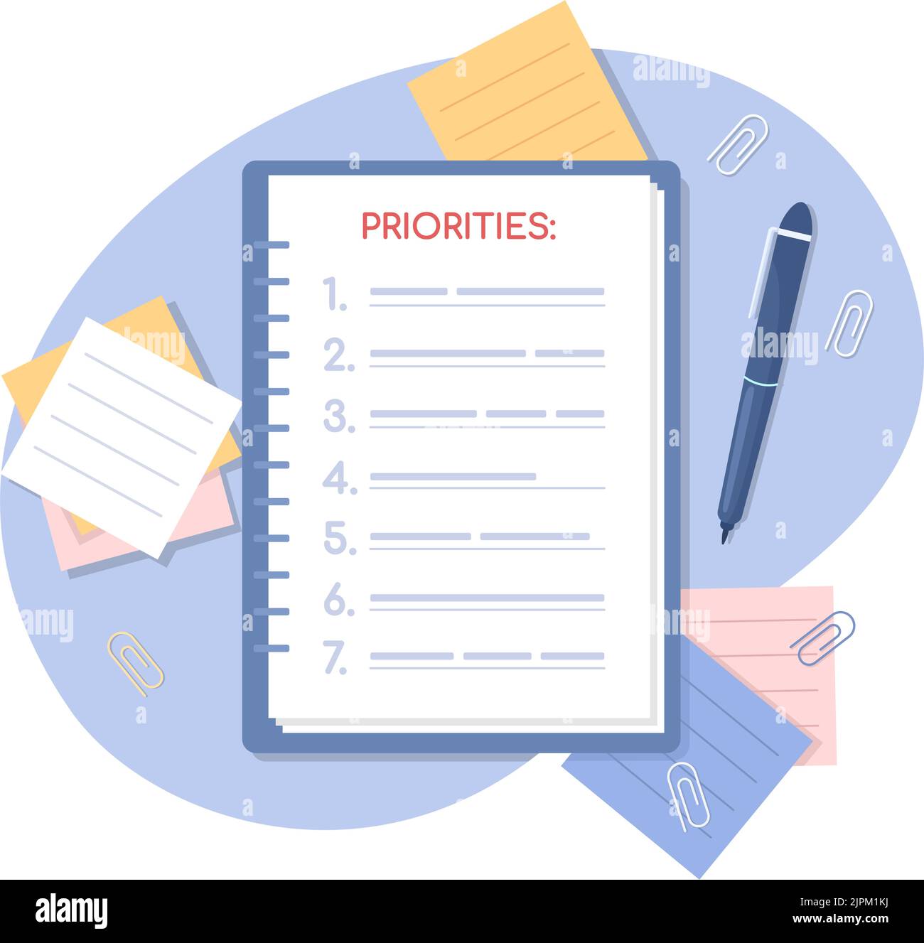 Priorities list 2D vector isolated illustration Stock Vector Image ...