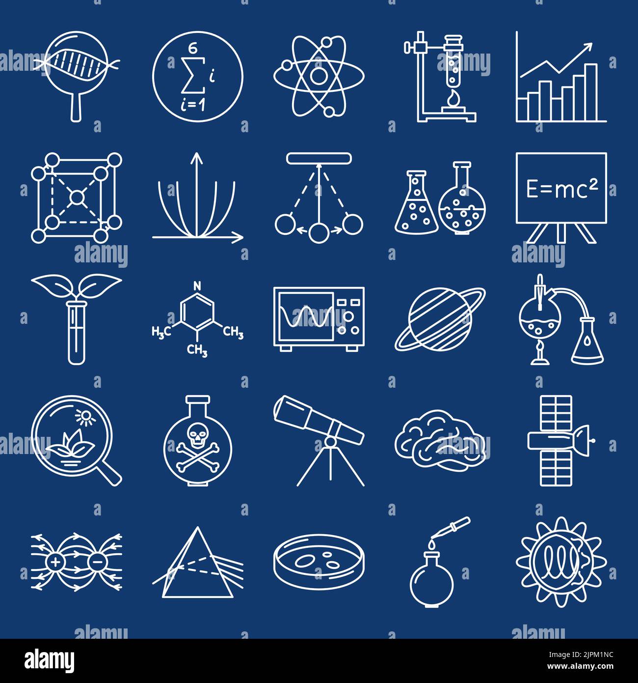 Science icon set in thin line style. Scientific elements collection ...