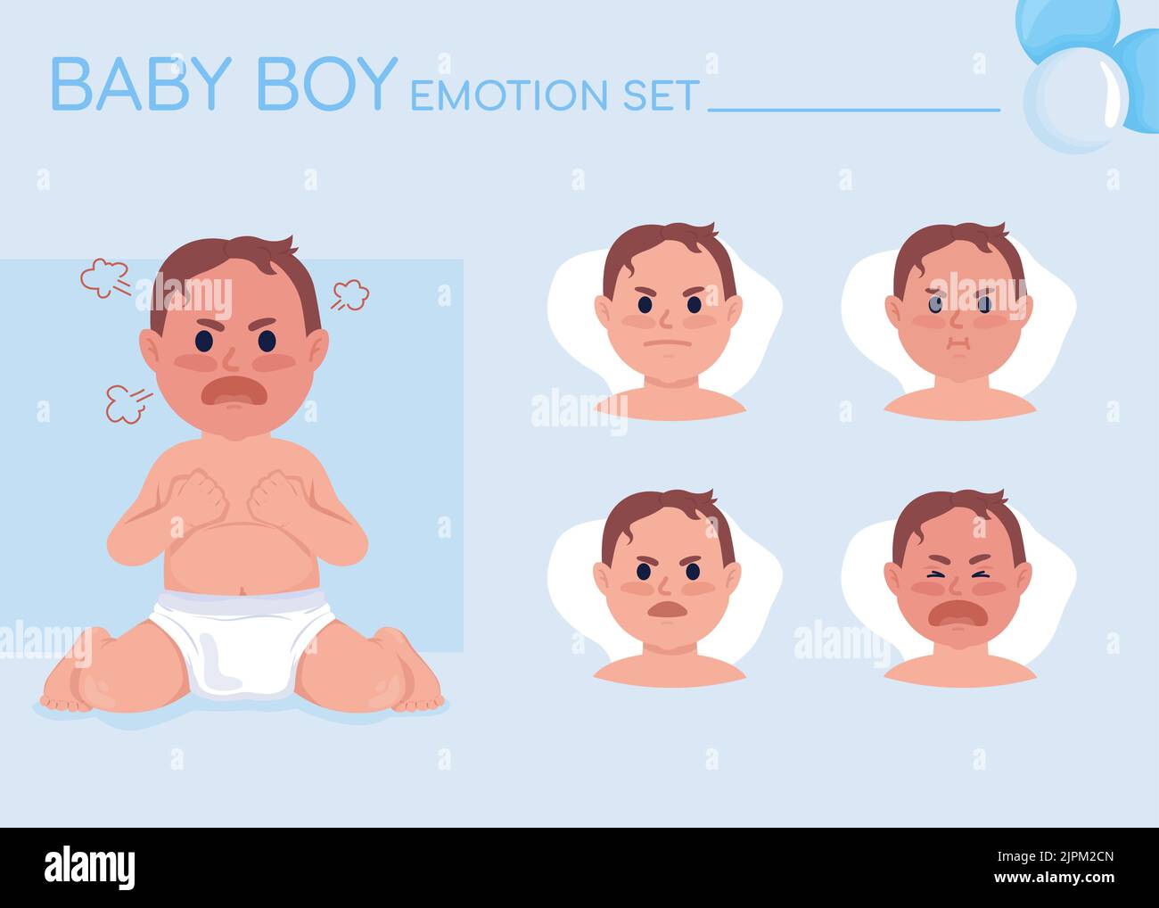 Shouting angry baby semi flat color character emotions set Stock Vector ...