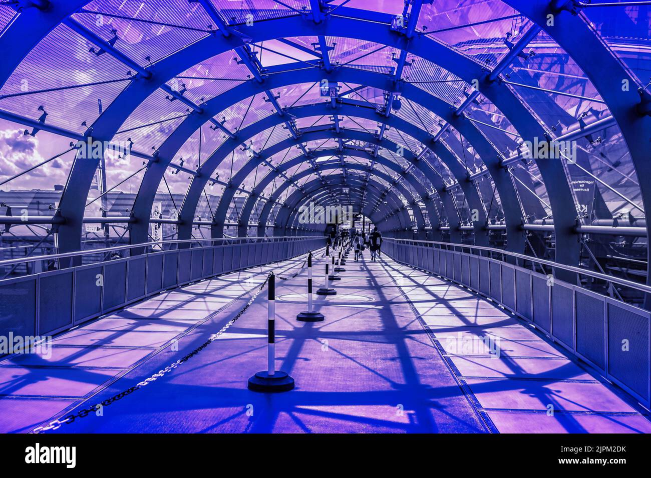 An interior of a modern pedestrian bridge made of glass Stock Photo - Alamy