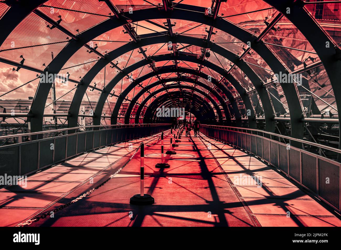 An interior of a modern pedestrian bridge made of glass Stock Photo - Alamy