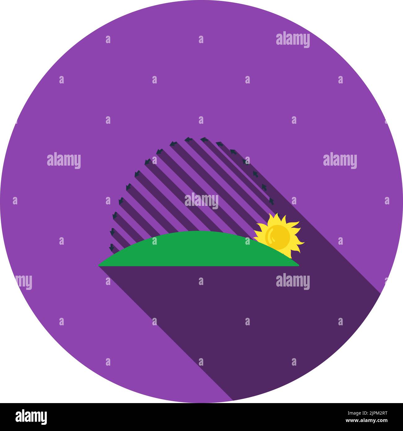 Sunrise Icon. Flat Circle Stencil Design With Long Shadow. Vector ...