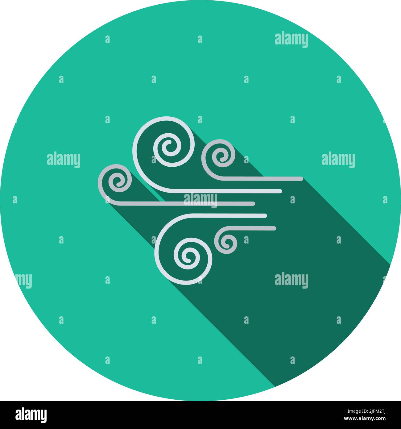 Wind Icon. Flat Circle Stencil Design With Long Shadow. Vector ...