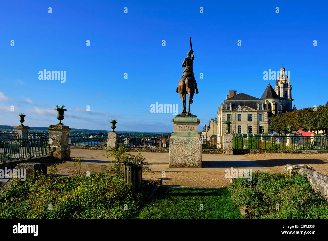 France, Loir-et-Cher, Blois, bishop's gardens, equestrian statue of ...