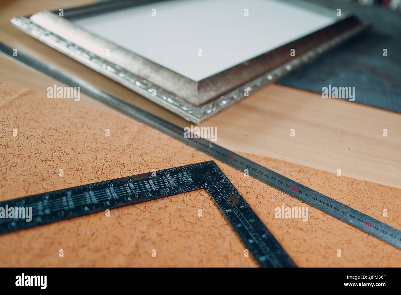 Framing Workshop. Stapler ruler and frames baguette handmade picture ...