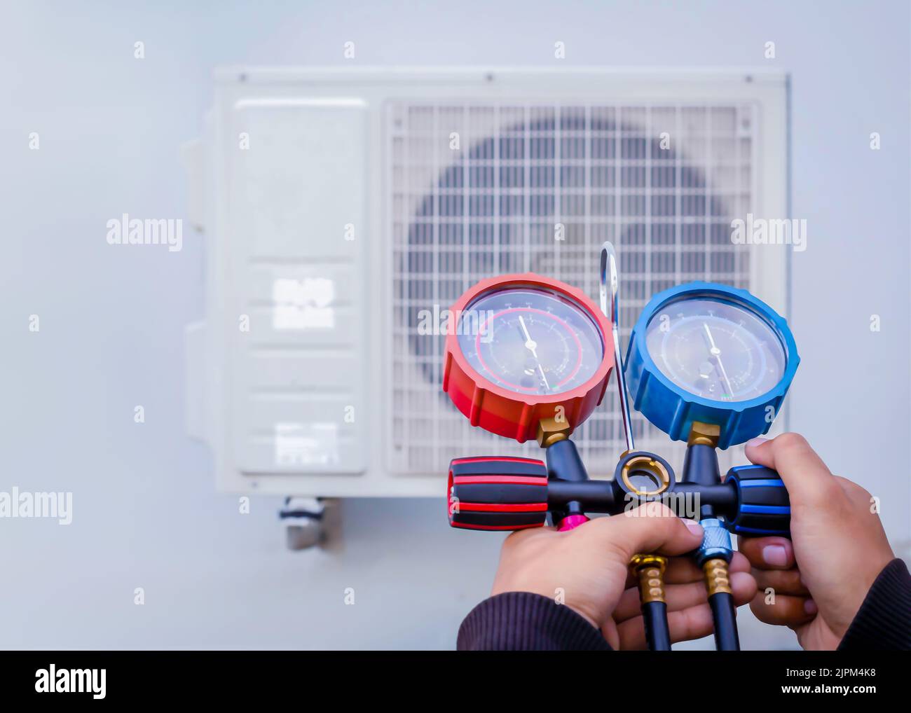 Air conditioning check service leak detection add refrigerant Stock ...