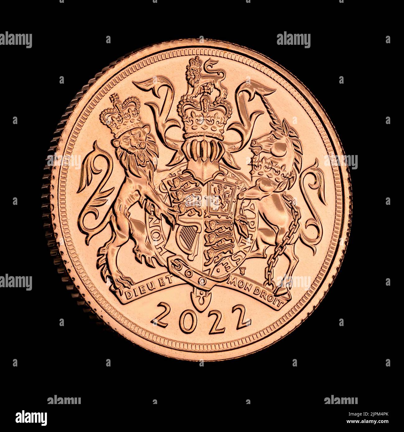 2022 Full Gold Sovereign - Reverse Stock Photo - Alamy