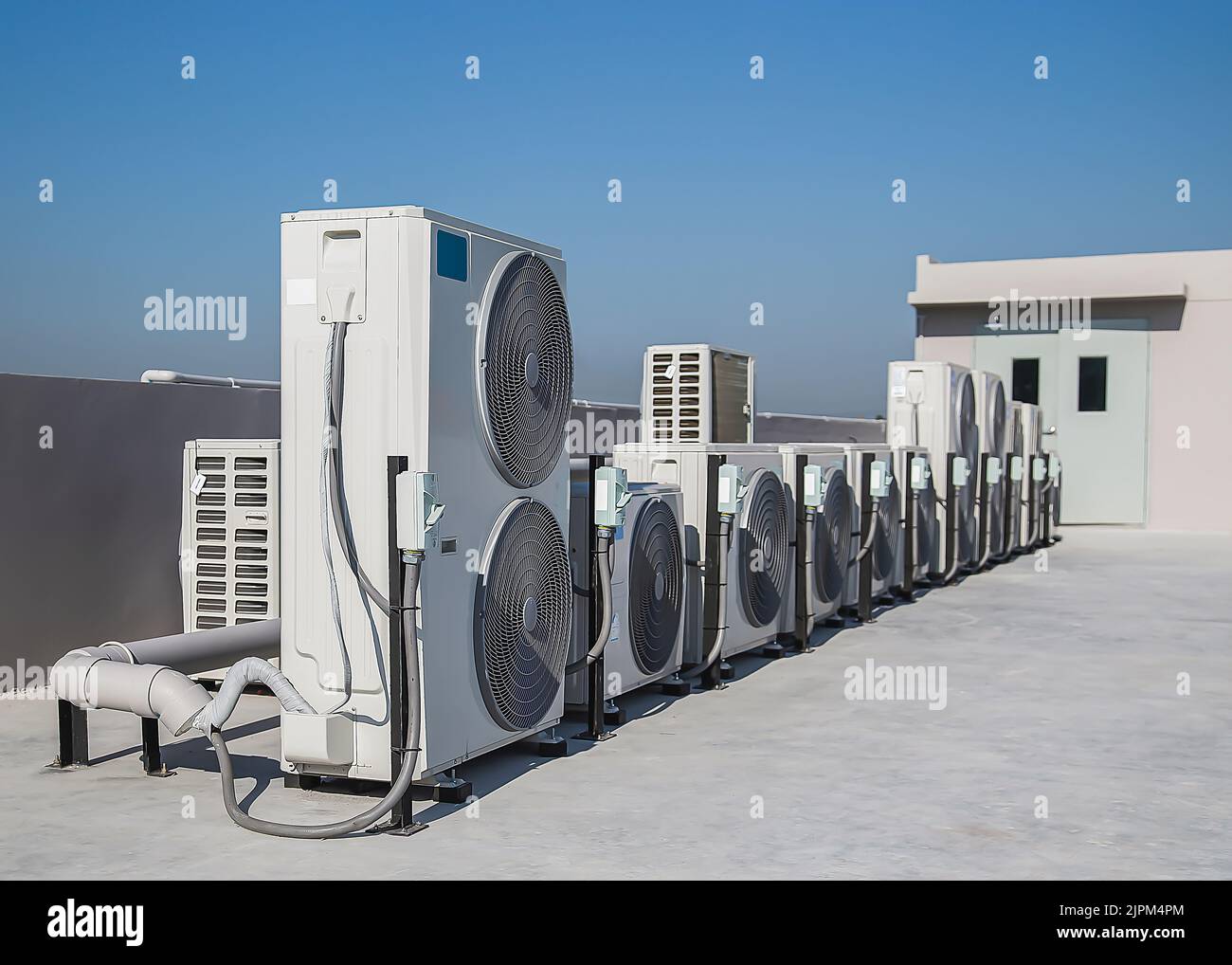 Air conditioning (HVAC) on the roof of an industrial building Stock ...