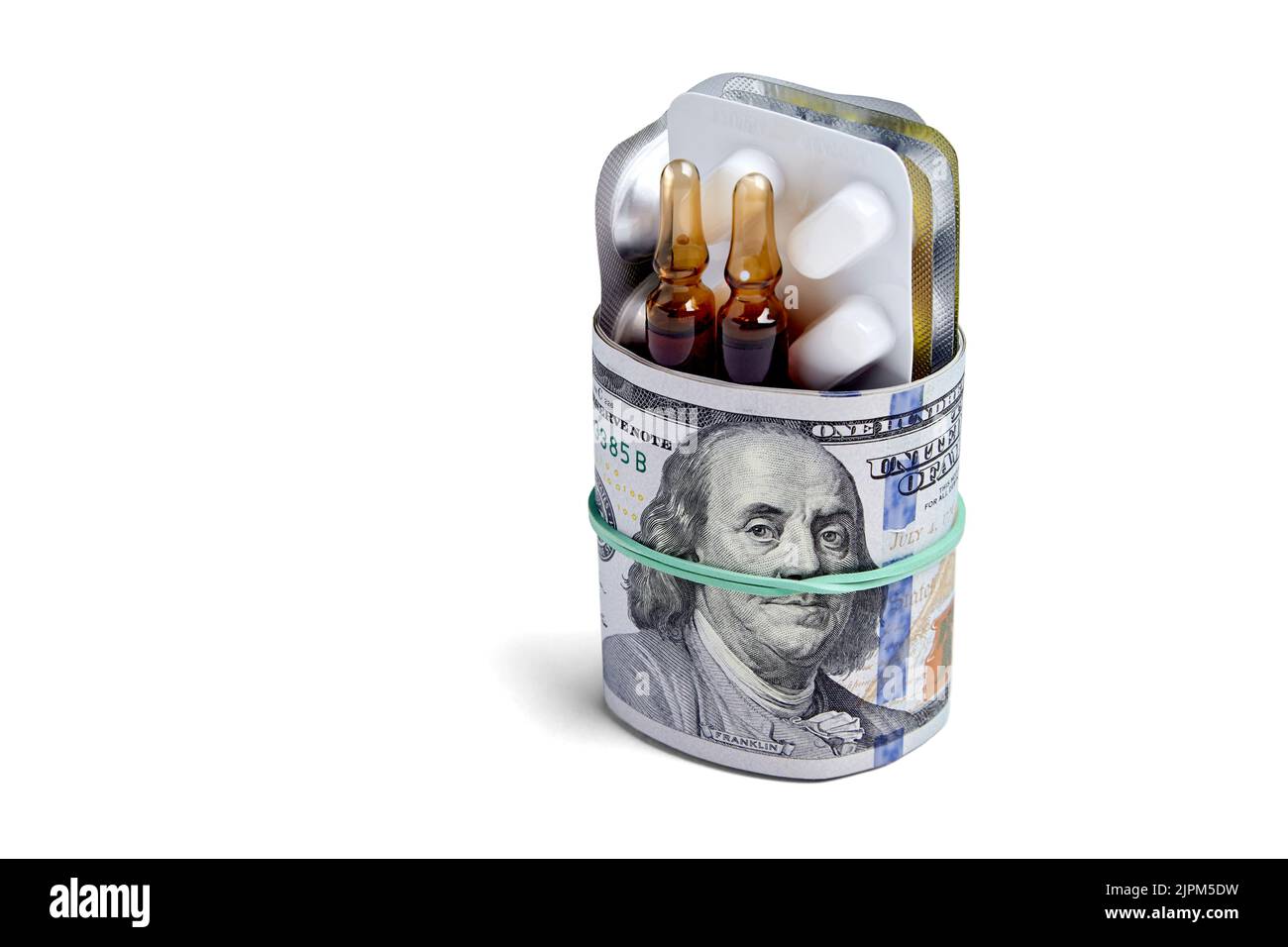 Tablets and ampoules in a blister pack are wrapped in one hundred ...