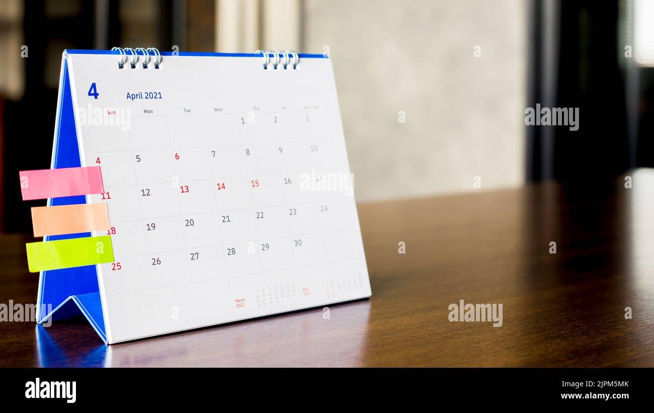 White calendar on the table in the cafe Stock Photo - Alamy