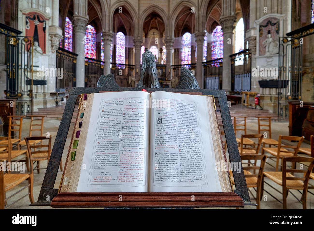 Auxerre Cathedral Saint Etienne. Burgundy France. The Holy Bible at the ...