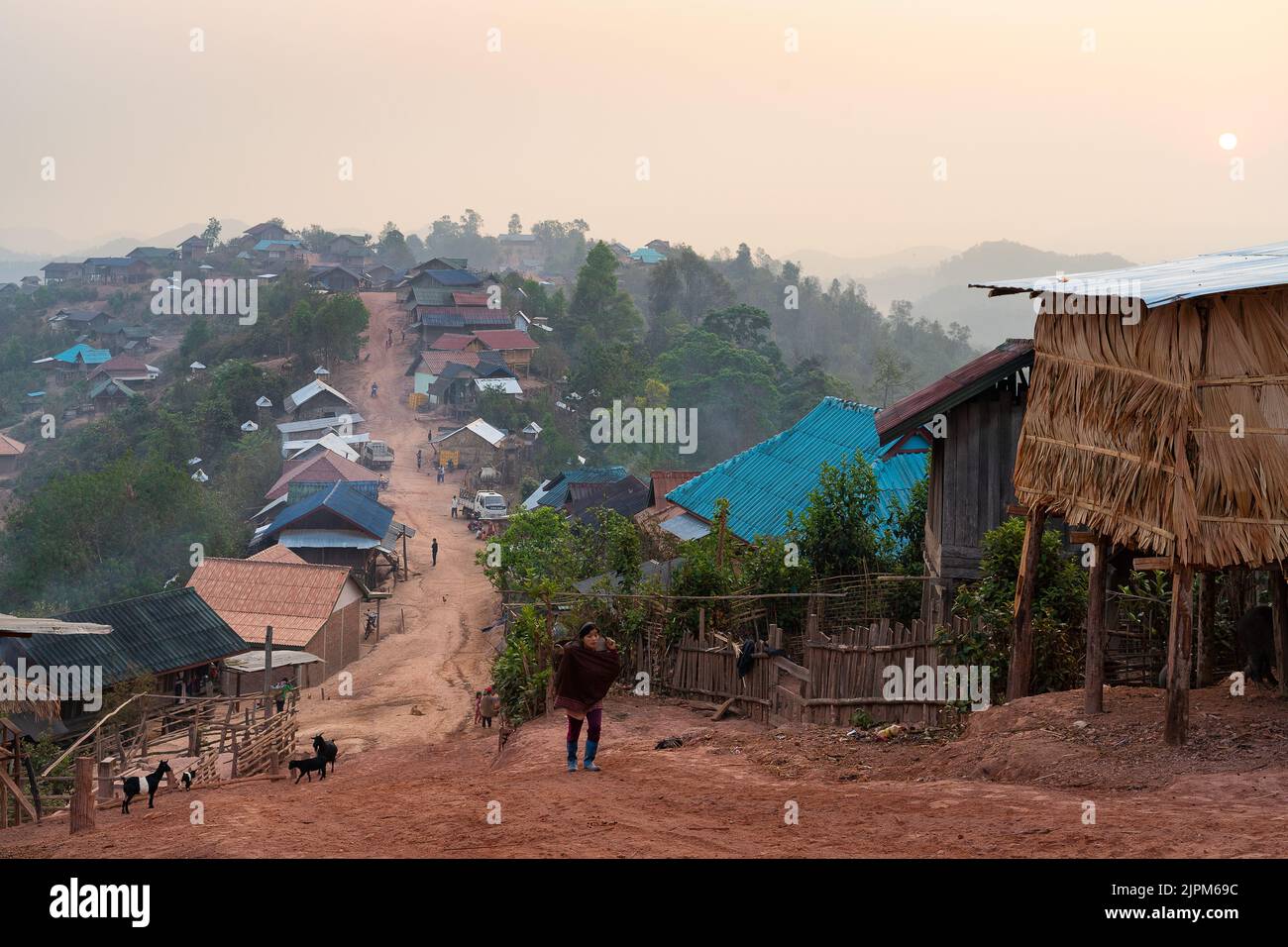 A view of Ban Namxa ethnic rural village in Luang Namtha, Laos at ...