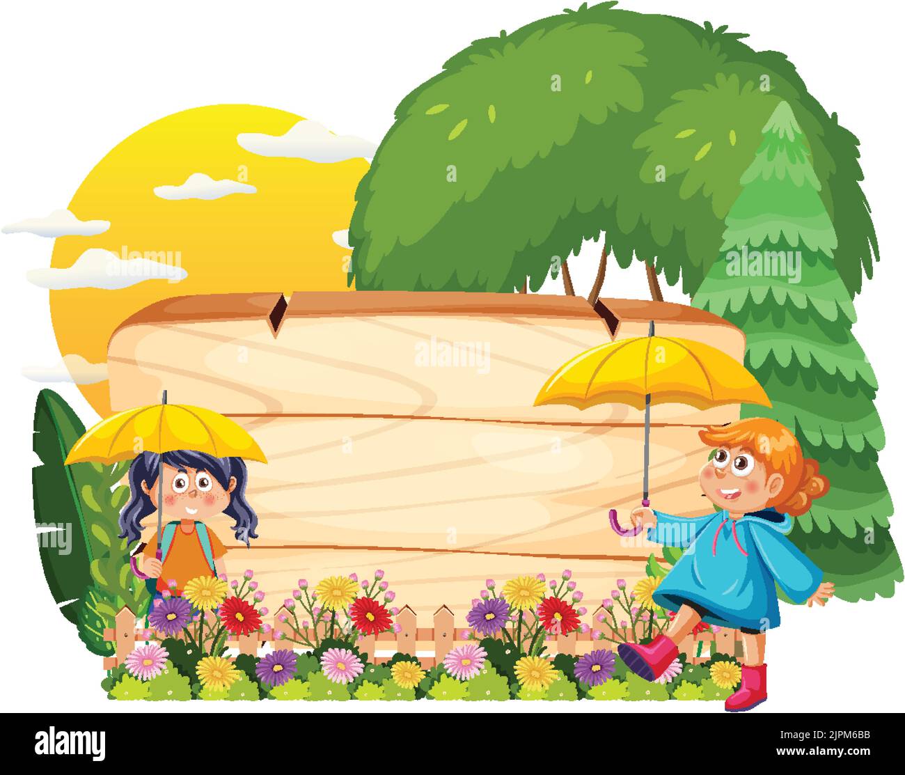 Empty board template with cartoon character illustration Stock Vector ...