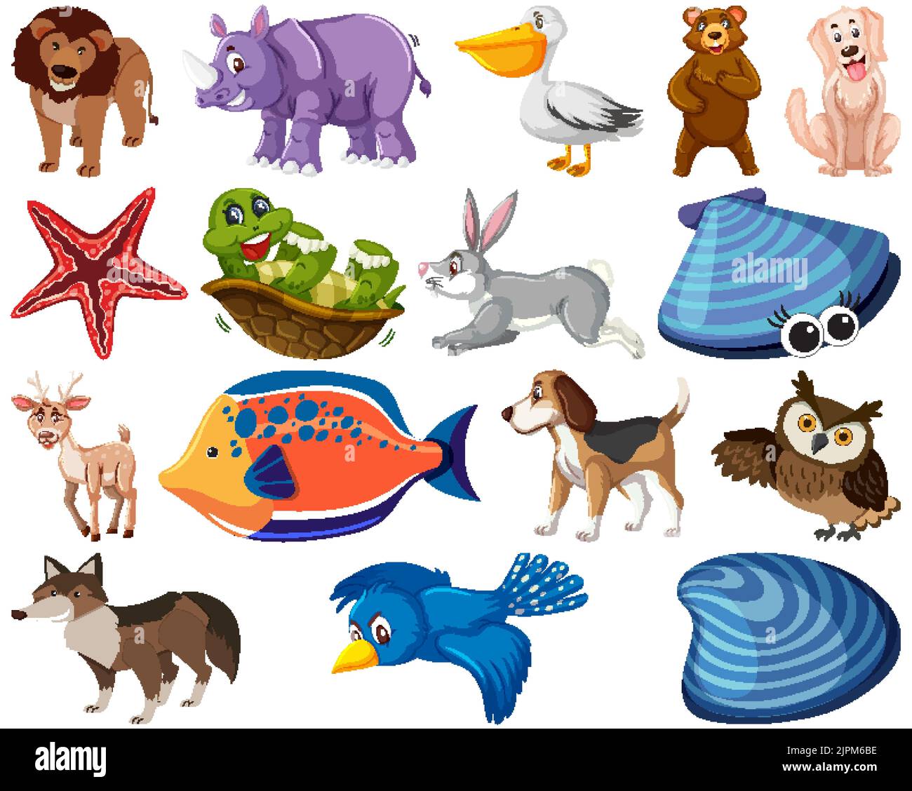 Set of various animals cartoon illustration Stock Vector Image & Art ...