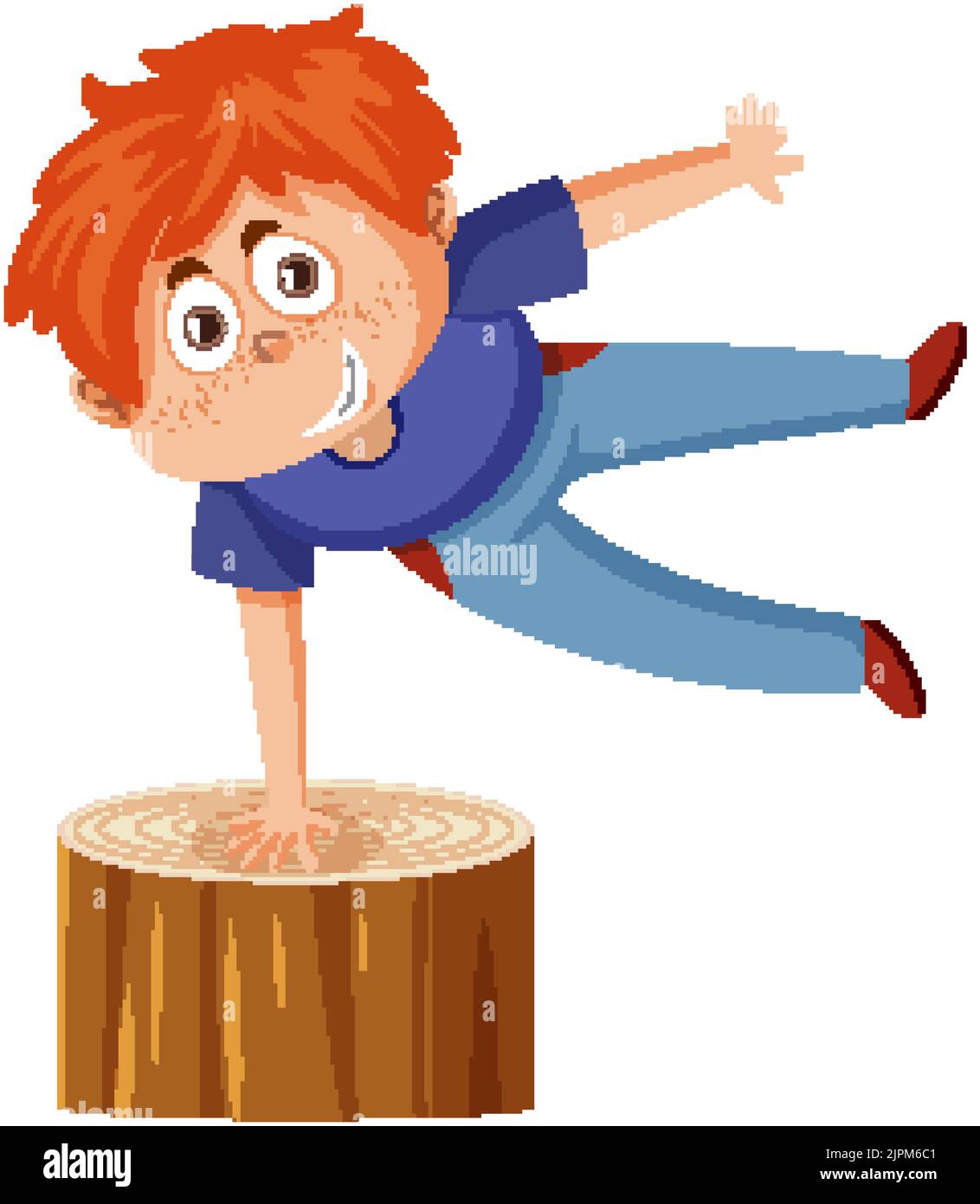 A boy handstand on stump cartoon charatcer illustration Stock Vector ...
