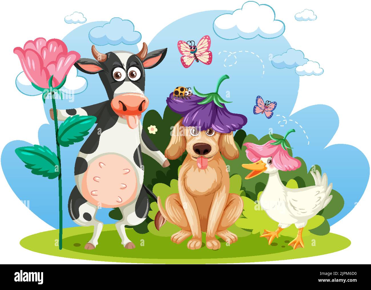 Friendly animal in nature scene illustration Stock Vector Image & Art ...