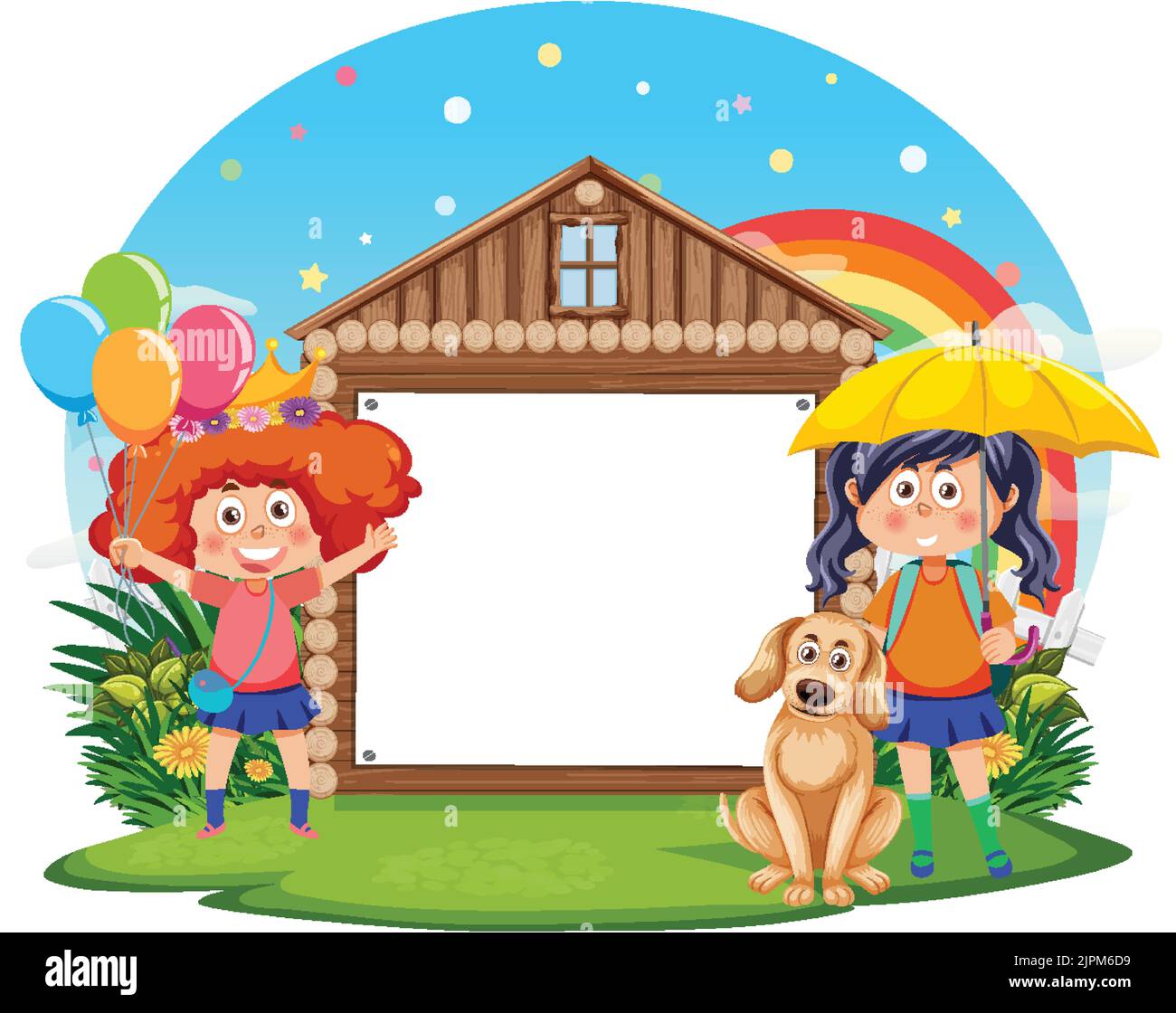 Empty board template with cartoon character illustration Stock Vector ...