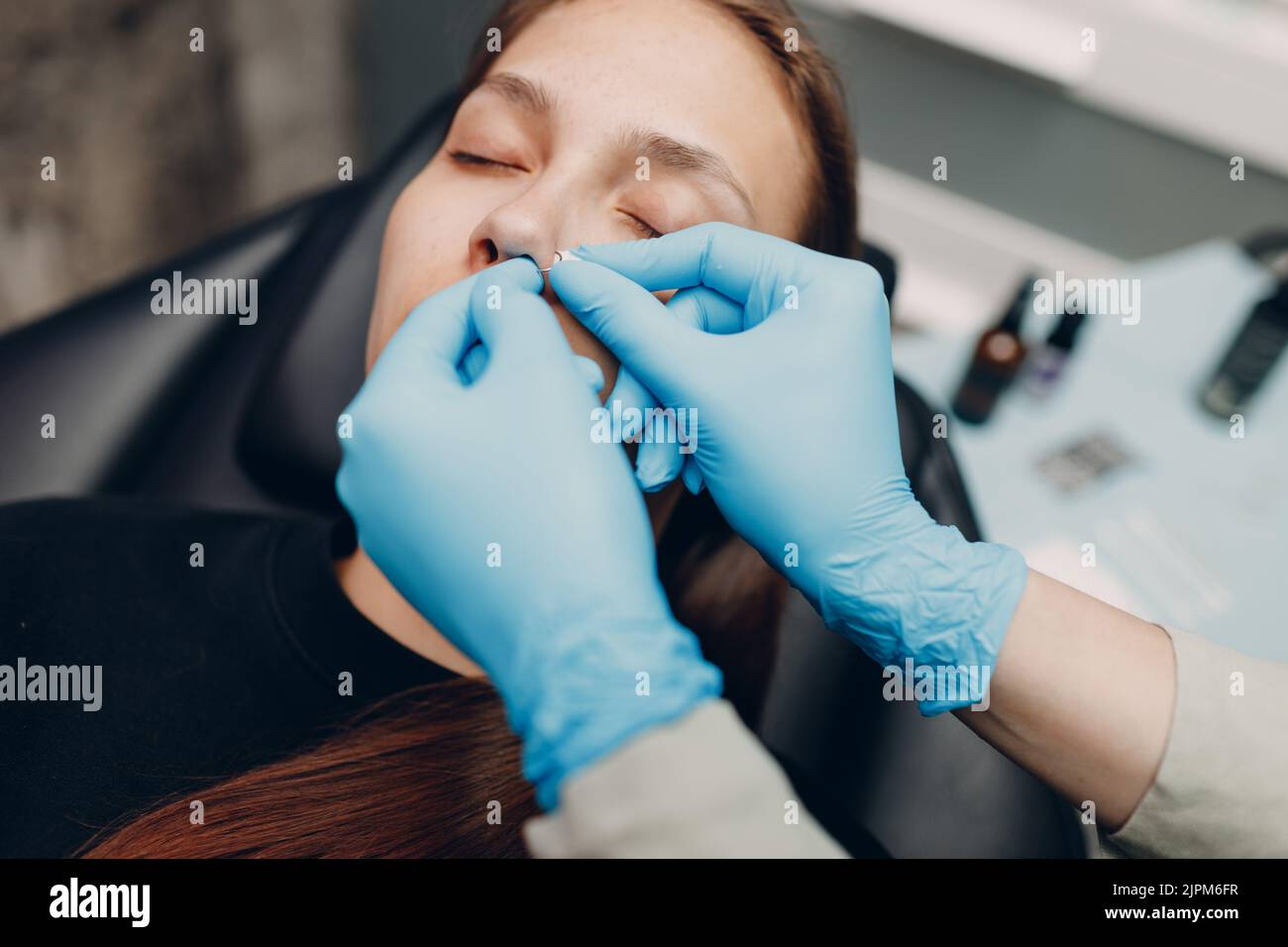 Pierce pierced piercing piercings female woman hi-res stock photography ...