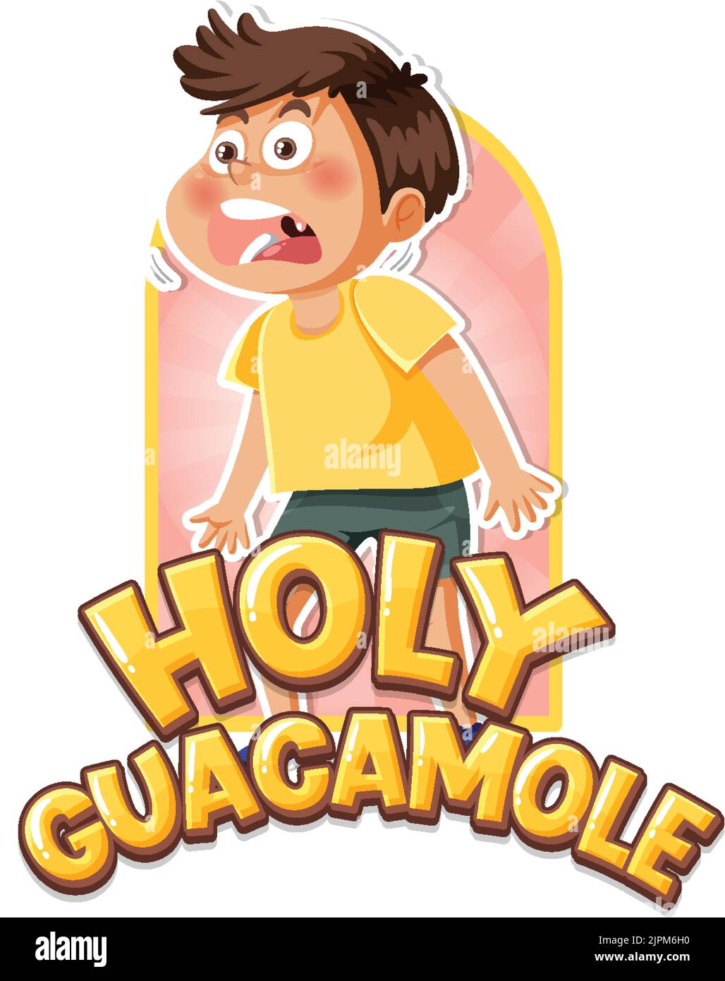 Cute cartoon character shouting holy guacamole icon illustration Stock ...