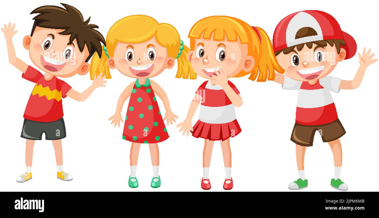 Group of happy children cartoon illustration Stock Vector Image & Art ...