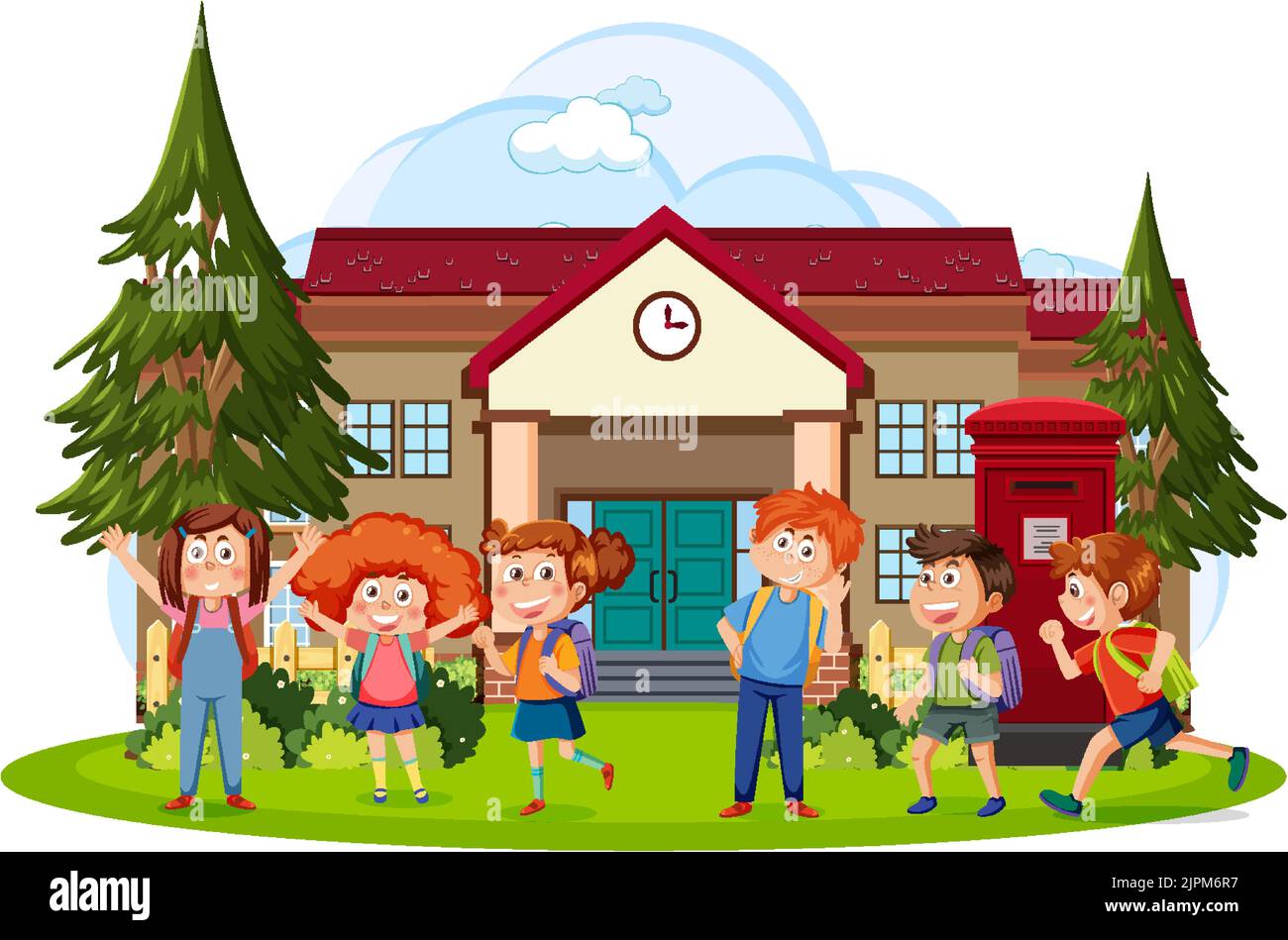 Happy kids at school illustration Stock Vector Image & Art - Alamy