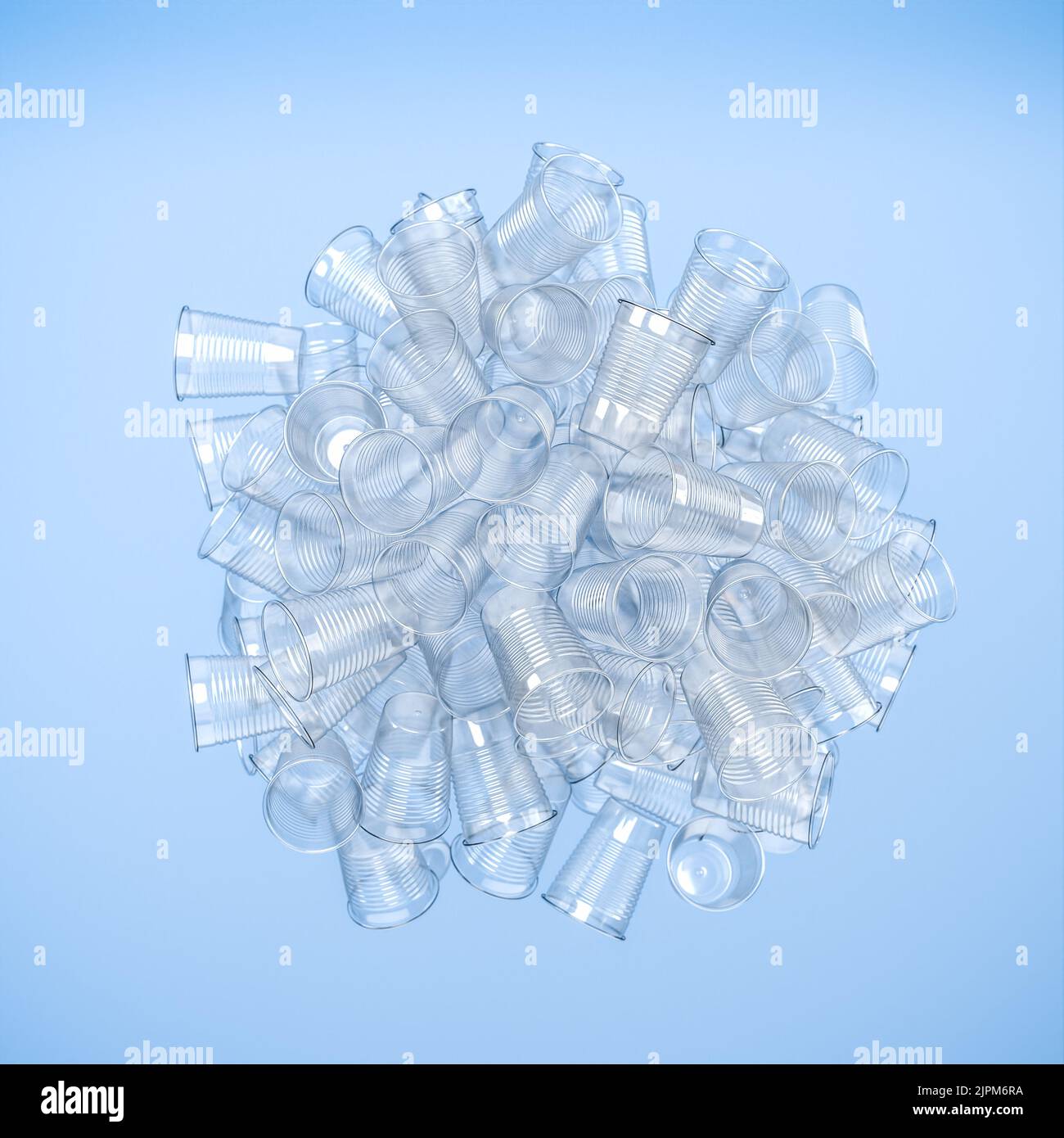 Empty plastic cups building a planet earth. Concept for plastic waste ...