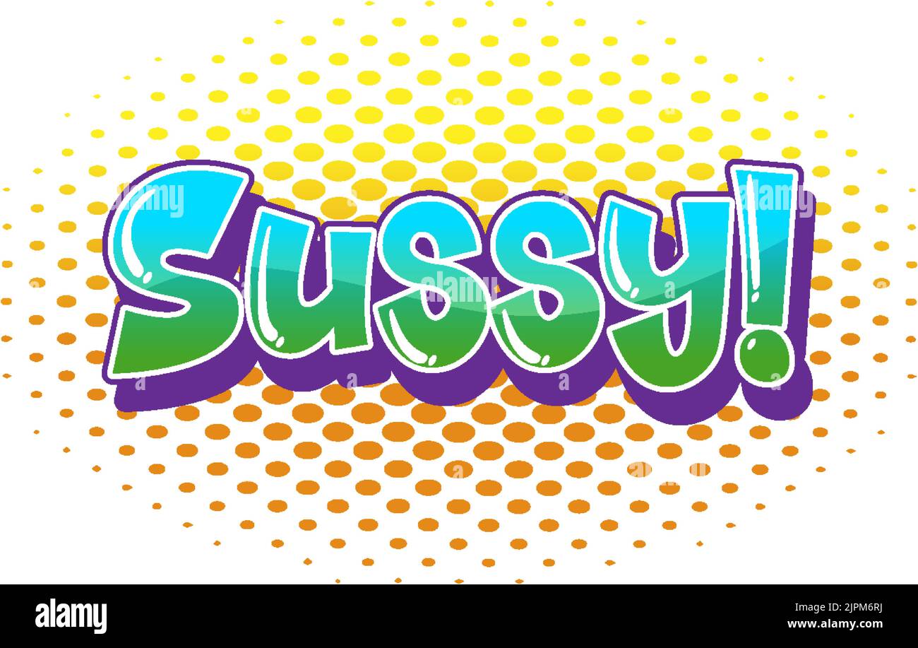 Sussy text word banner comic style illustration Stock Vector Image ...