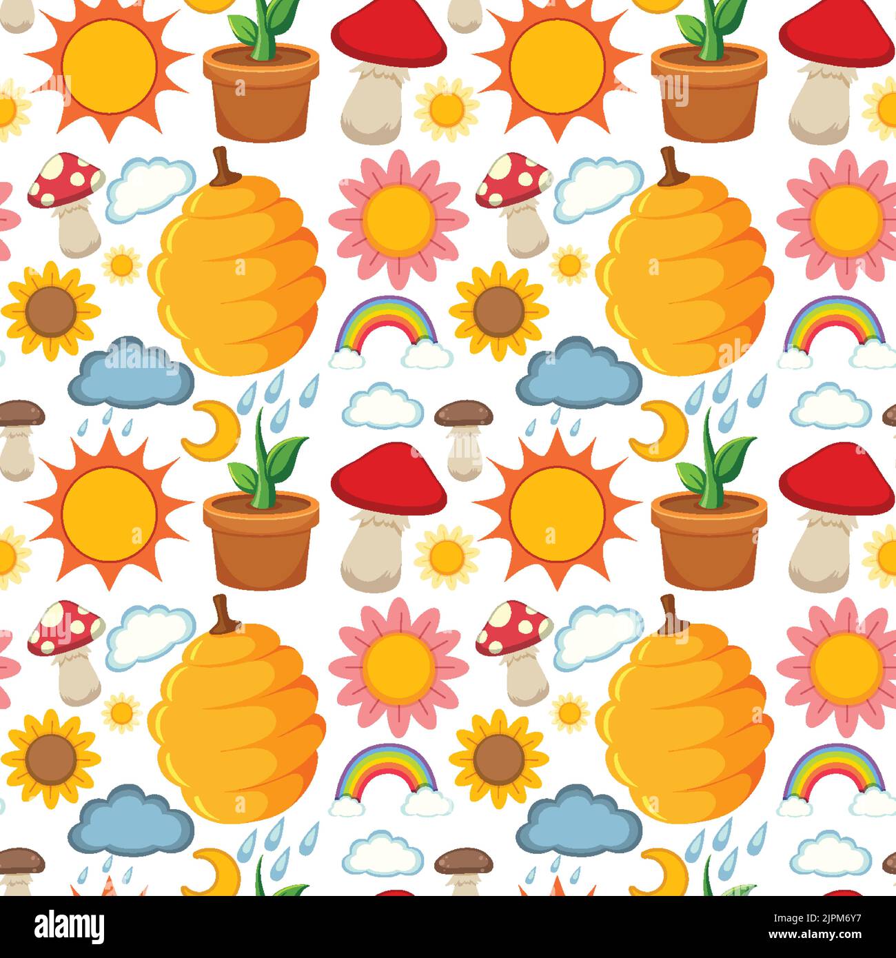 Cute cartoon seamless pattern illustration Stock Vector Image & Art - Alamy