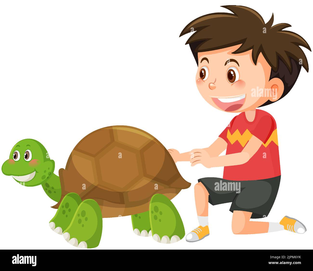 A boy playing with tortoise illustration Stock Vector Image & Art - Alamy