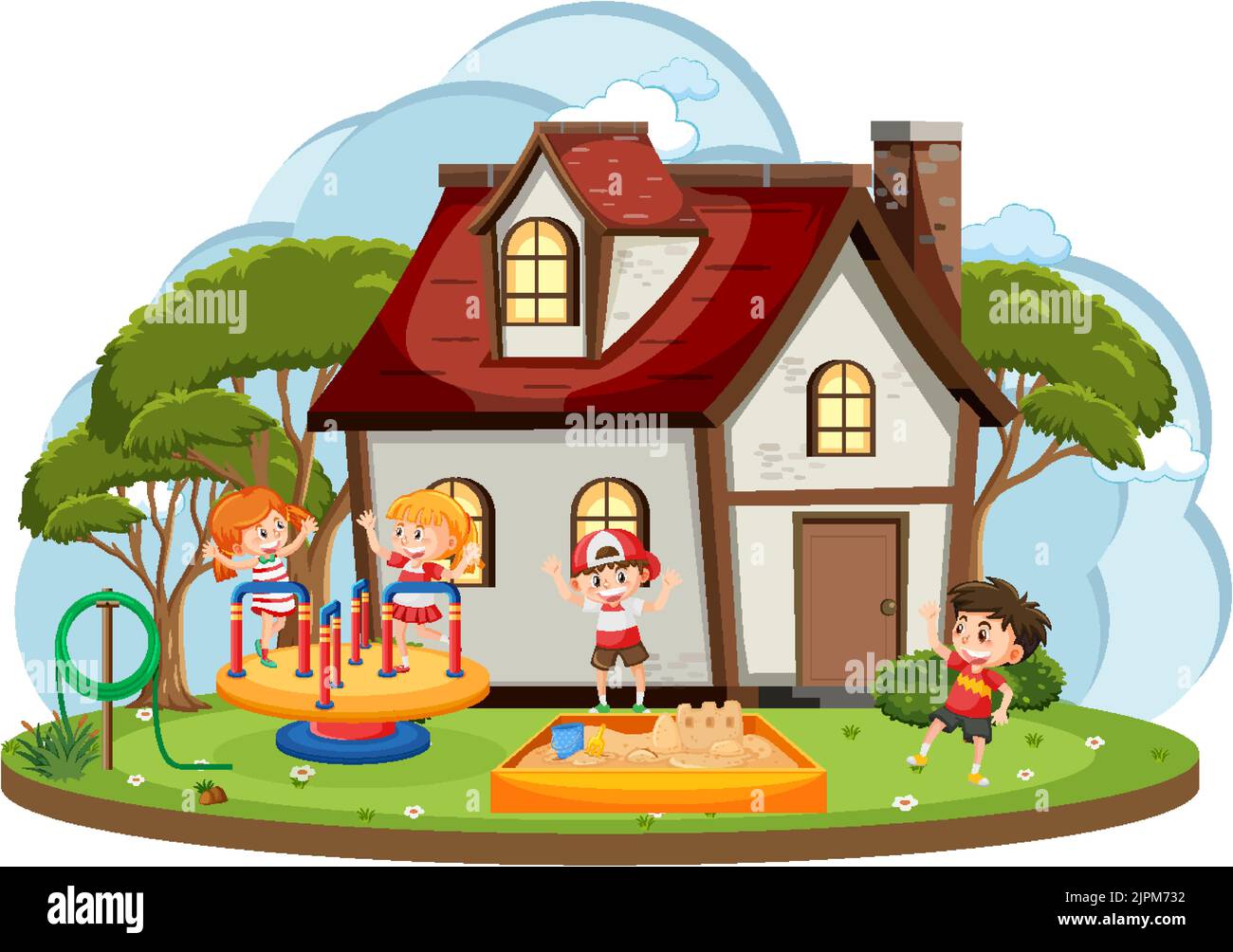 Children outdoor scene isolated illustration Stock Vector Image & Art ...