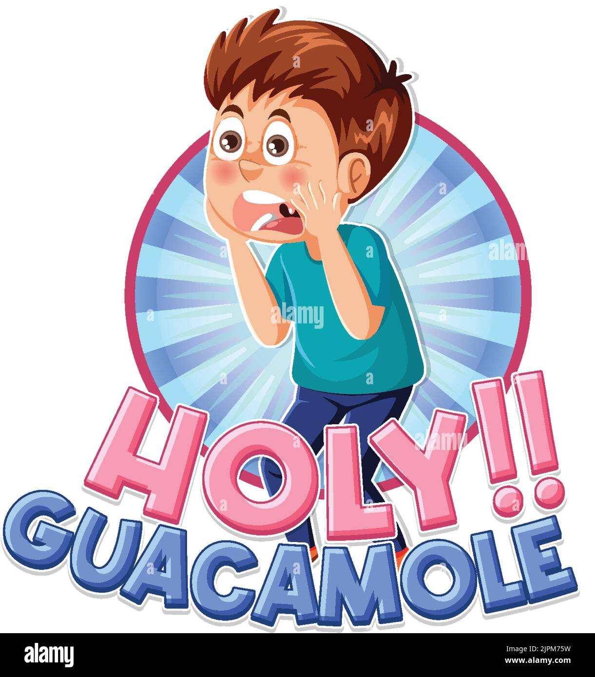 Cute cartoon character shouting holy guacamole icon illustration Stock ...
