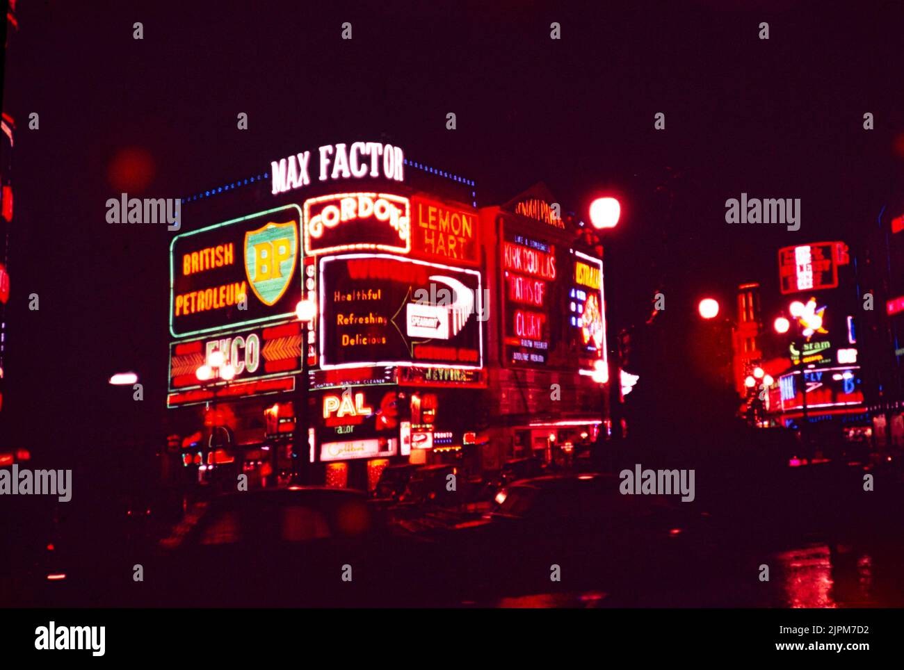 Neon advertising signs at night Piccadilly Circus, London, England, UK ...