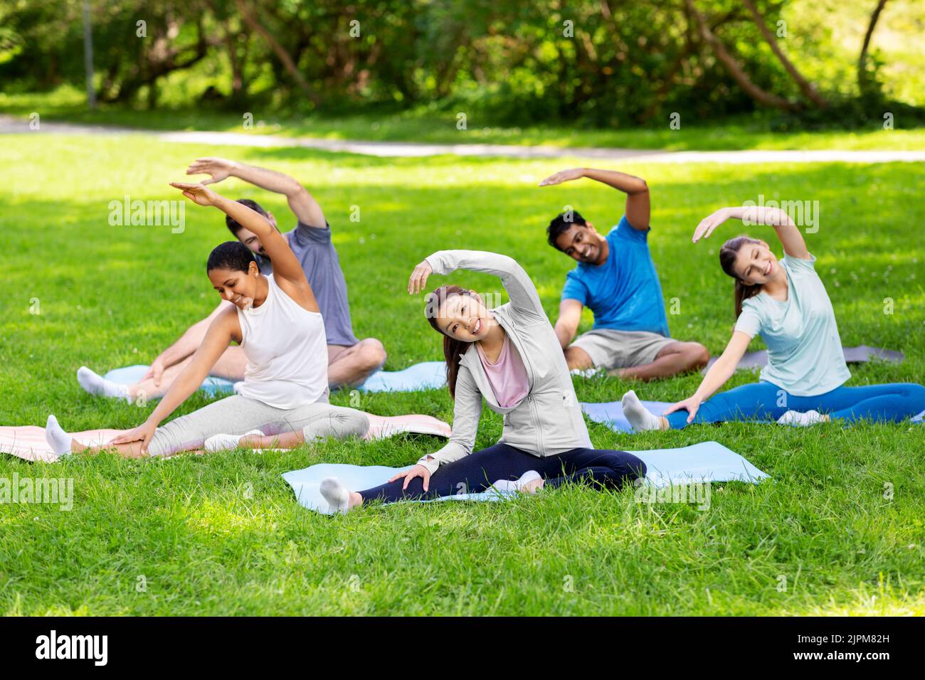 African american asian friends exercising hi-res stock photography and ...