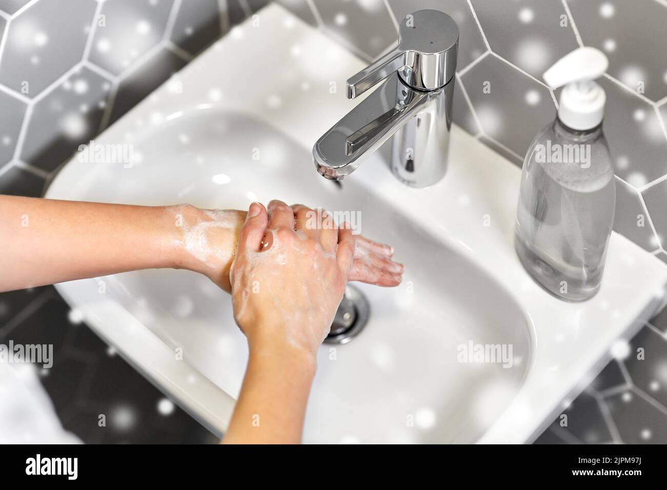 close up of woman washing hands with liquid soap Stock Photo - Alamy