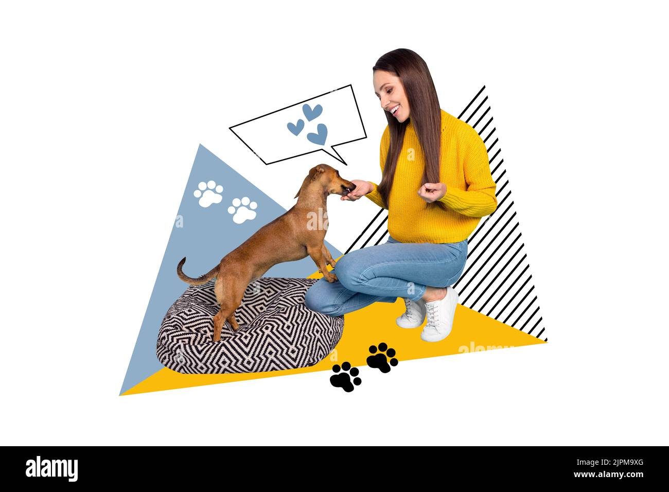 Photo cartoon comics sketch picture of funny funky dog owner spending ...