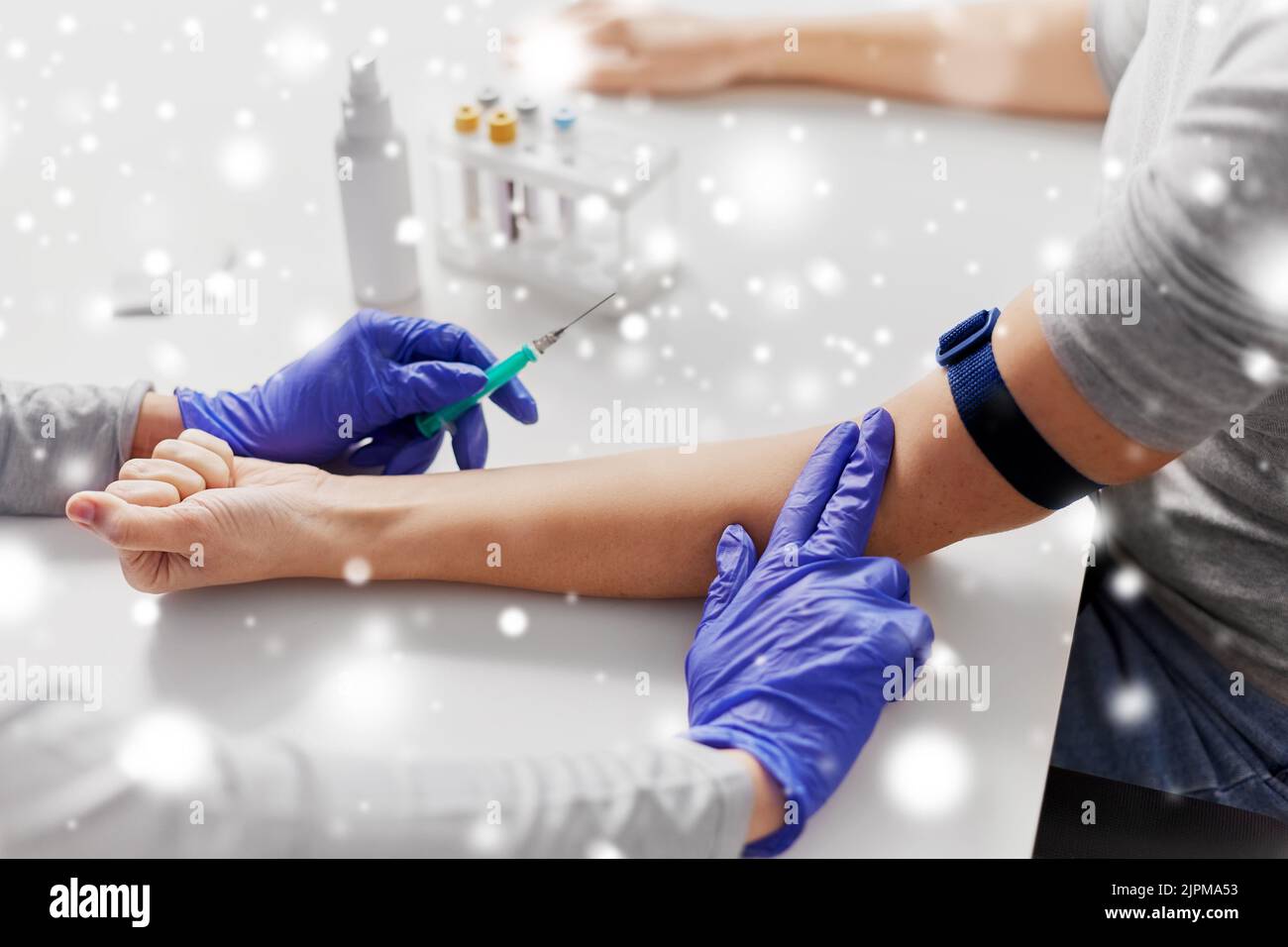 doctor taking blood for test from patient's hand Stock Photo - Alamy