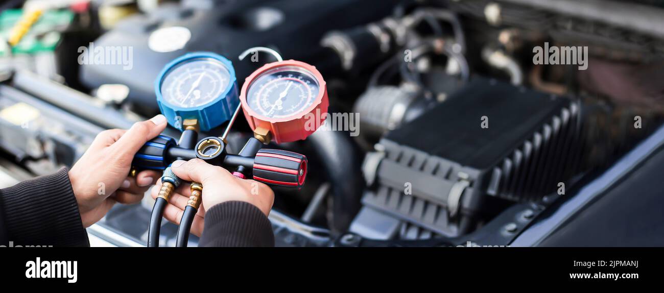 Car air conditioner check service, leak detection, fill refrigerant ...