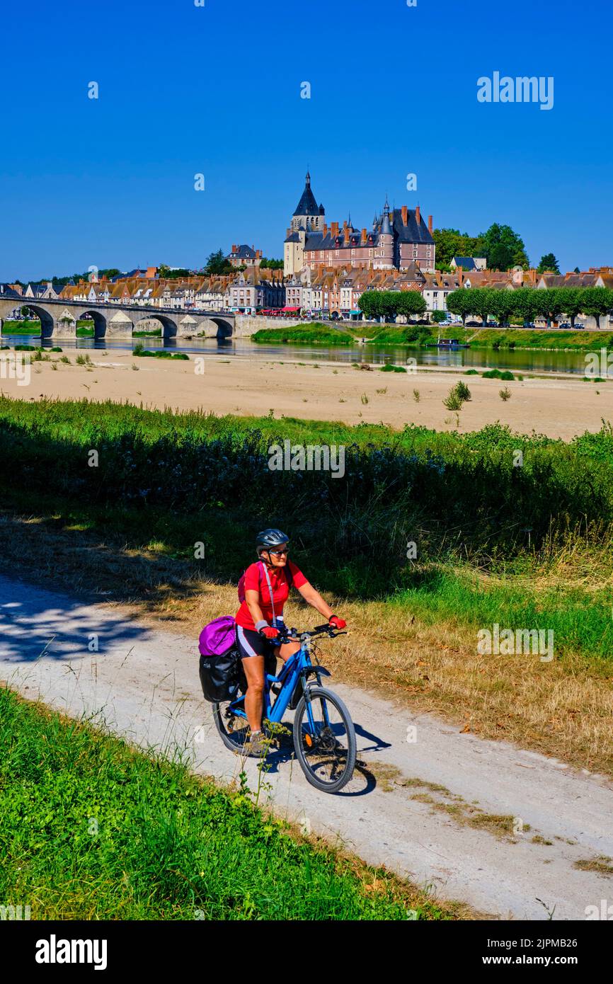 France, Loiret (45), Gien, the Saint Joan of Arc church, the castle and ...