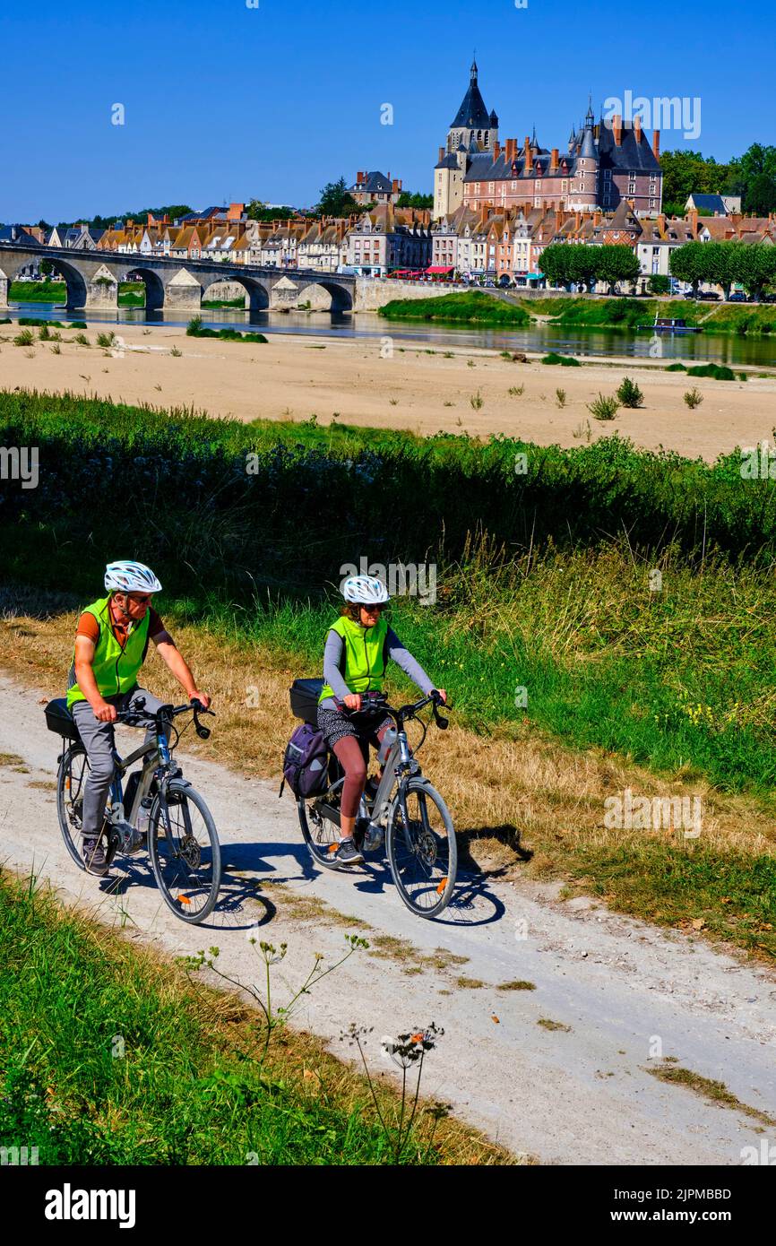 France, Loiret (45), Gien, the Saint Joan of Arc church, the castle and ...