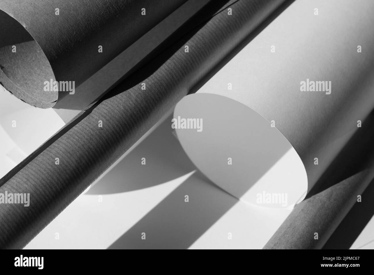 Kraft Paper Rolls in Black and White. Minimal Workplace Design Template ...