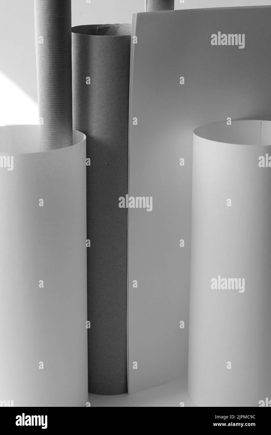 Minimal Business Workplace. Kraft Paper Rolls Copy Space Background ...