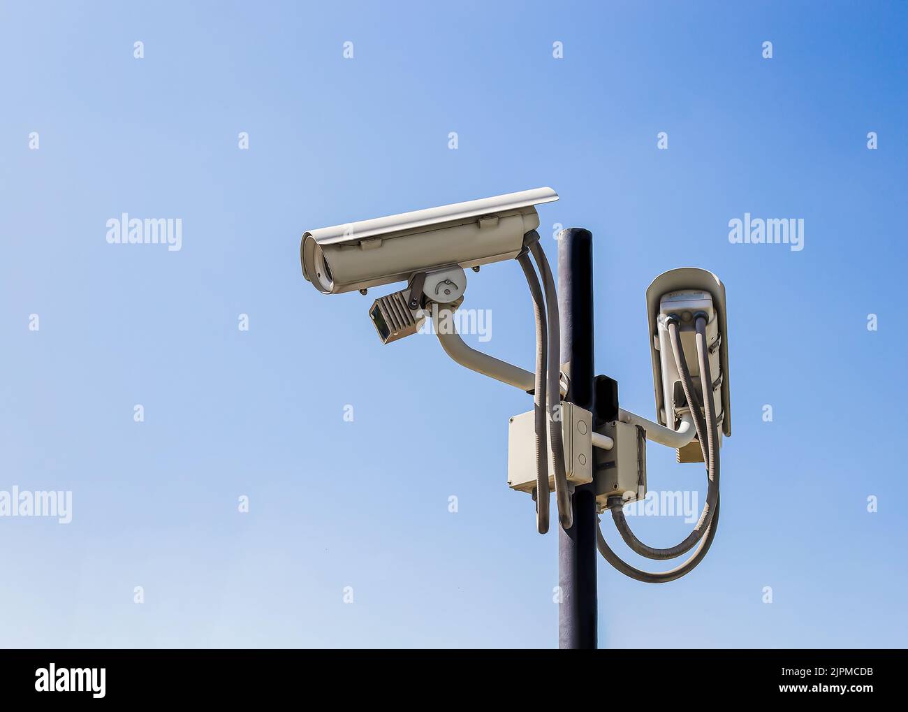 CCTV camera installed outside the building safety protection concept ...