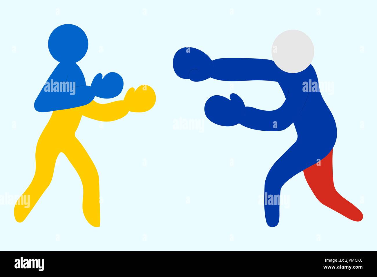 Two boxers are fighting. Vector. People are painted in the colors of ...
