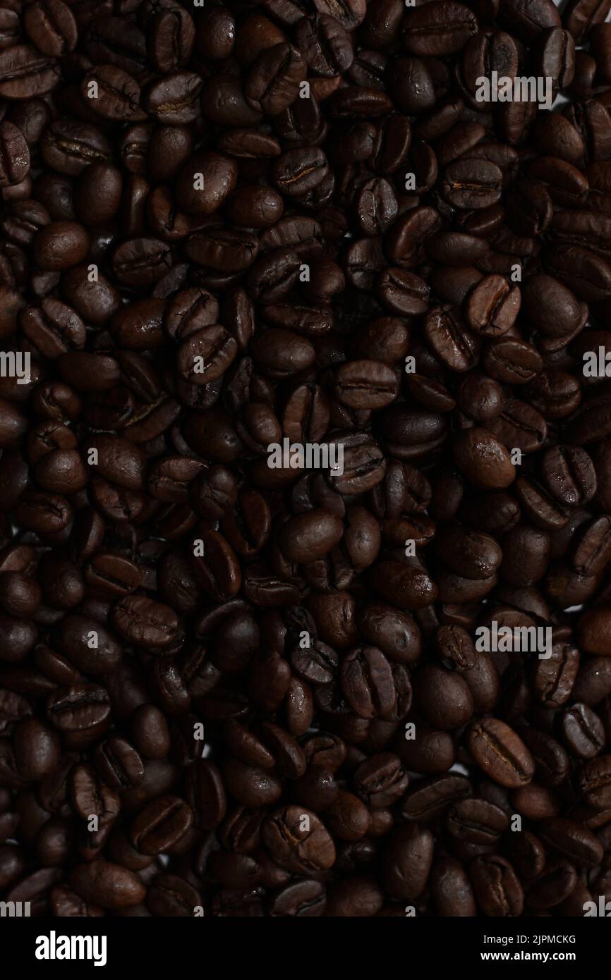 Fresh Roasted Coffee Beans Background. Cafe. Coffee Beans Closeup Stock ...