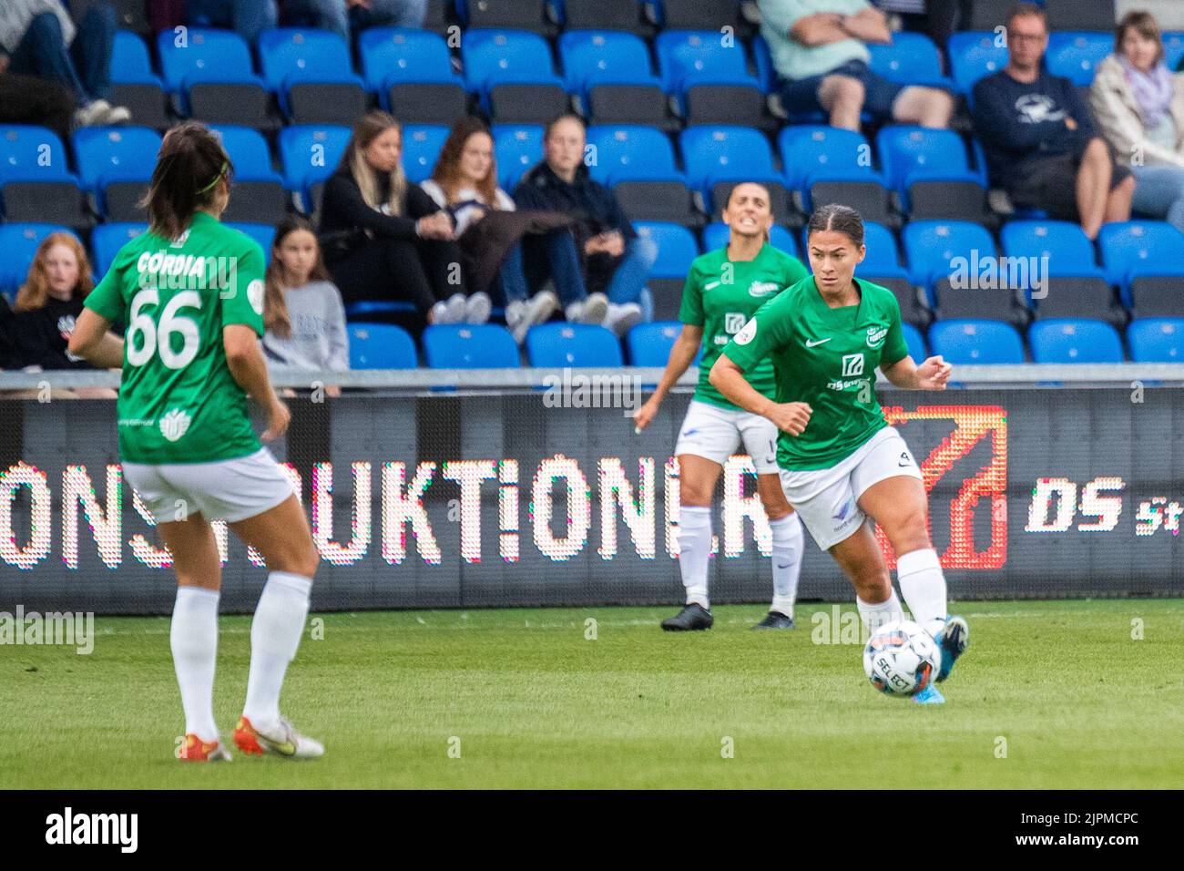 Hjorring, Denmark. 18th Aug, 2022. Angela Beard (4) of Fortuna Hjorring ...