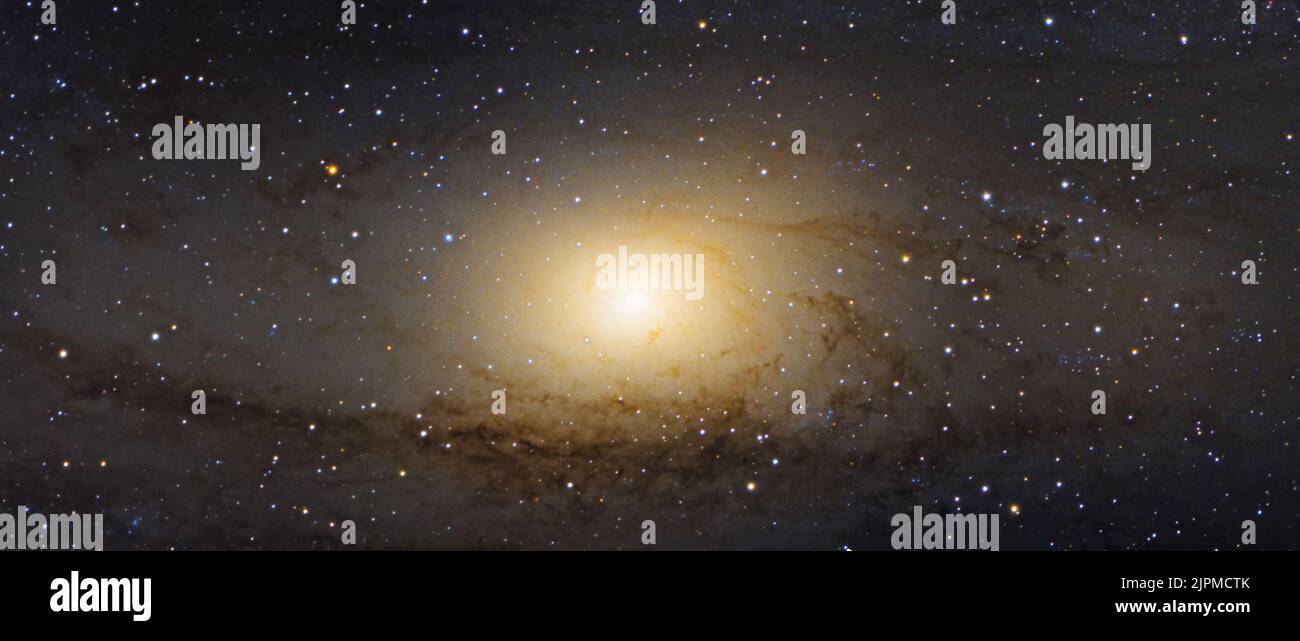 The core of the Andromeda galaxy. The dark lanes are formed from dust ...