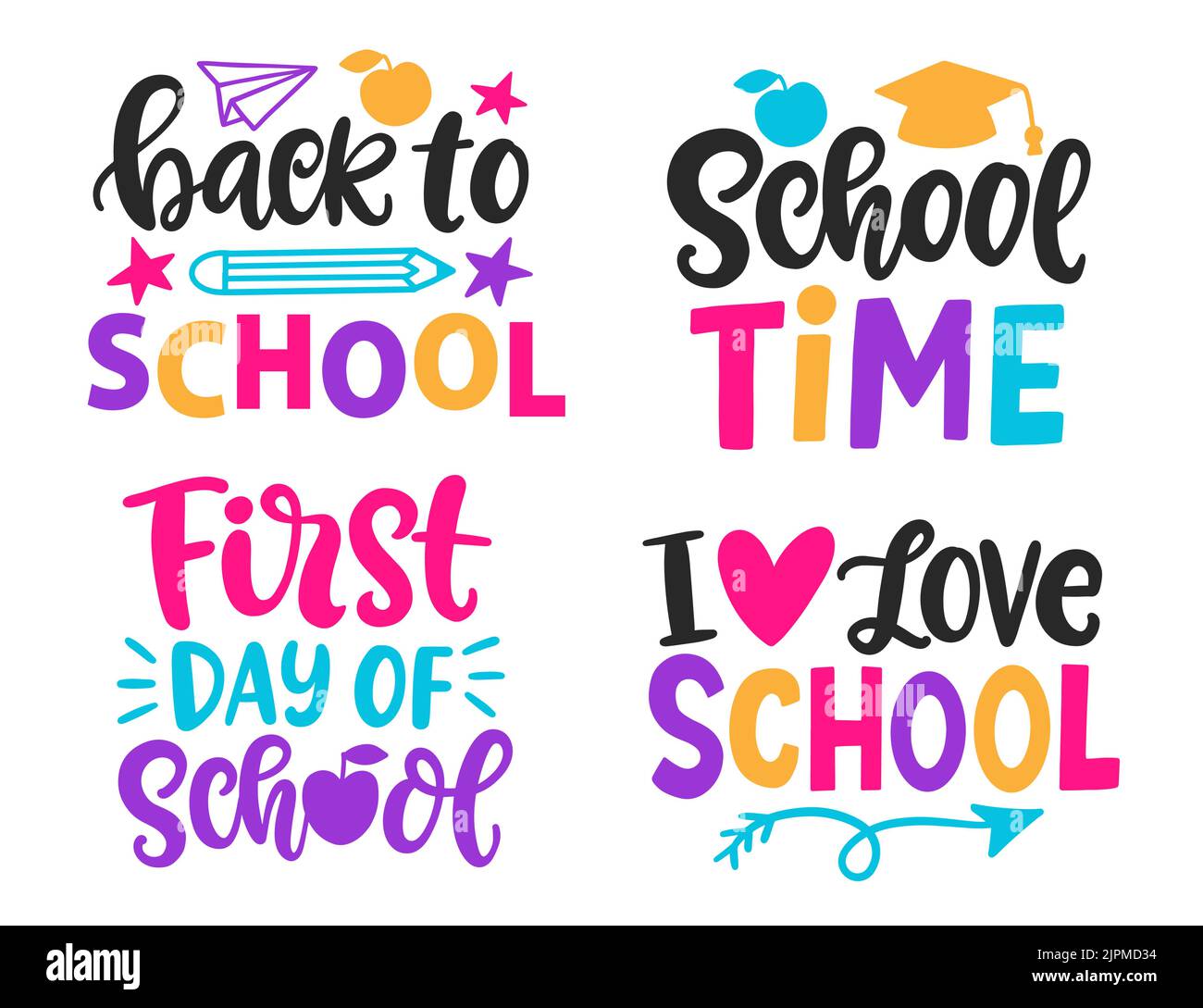 Back to School Vector hand lettering banner template set Stock Vector ...